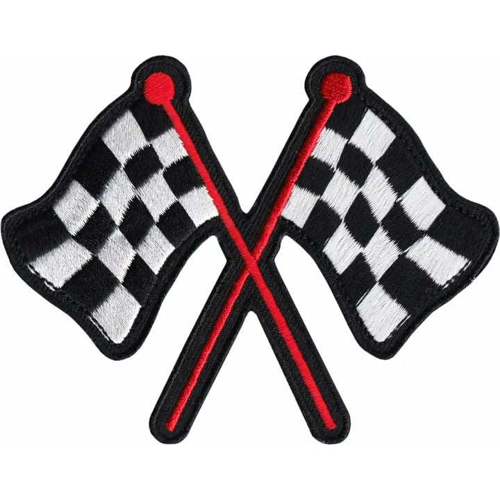 Crossed Racing Flags Patch – Tarnish